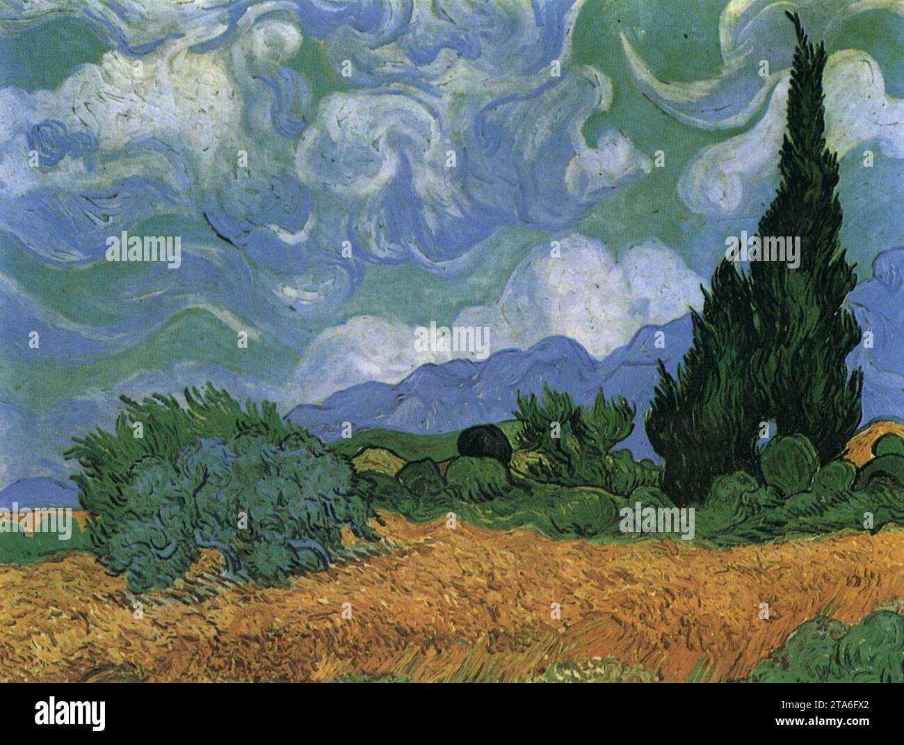 Wheat Field with Cypresses September 1889, Saint-Rémy by Vincent Van ...