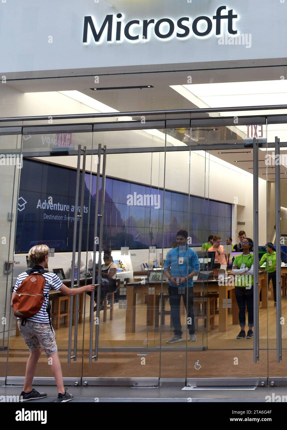 New York, USA - June 9, 2018: Microsoft store on Fifth Avenue in New ...