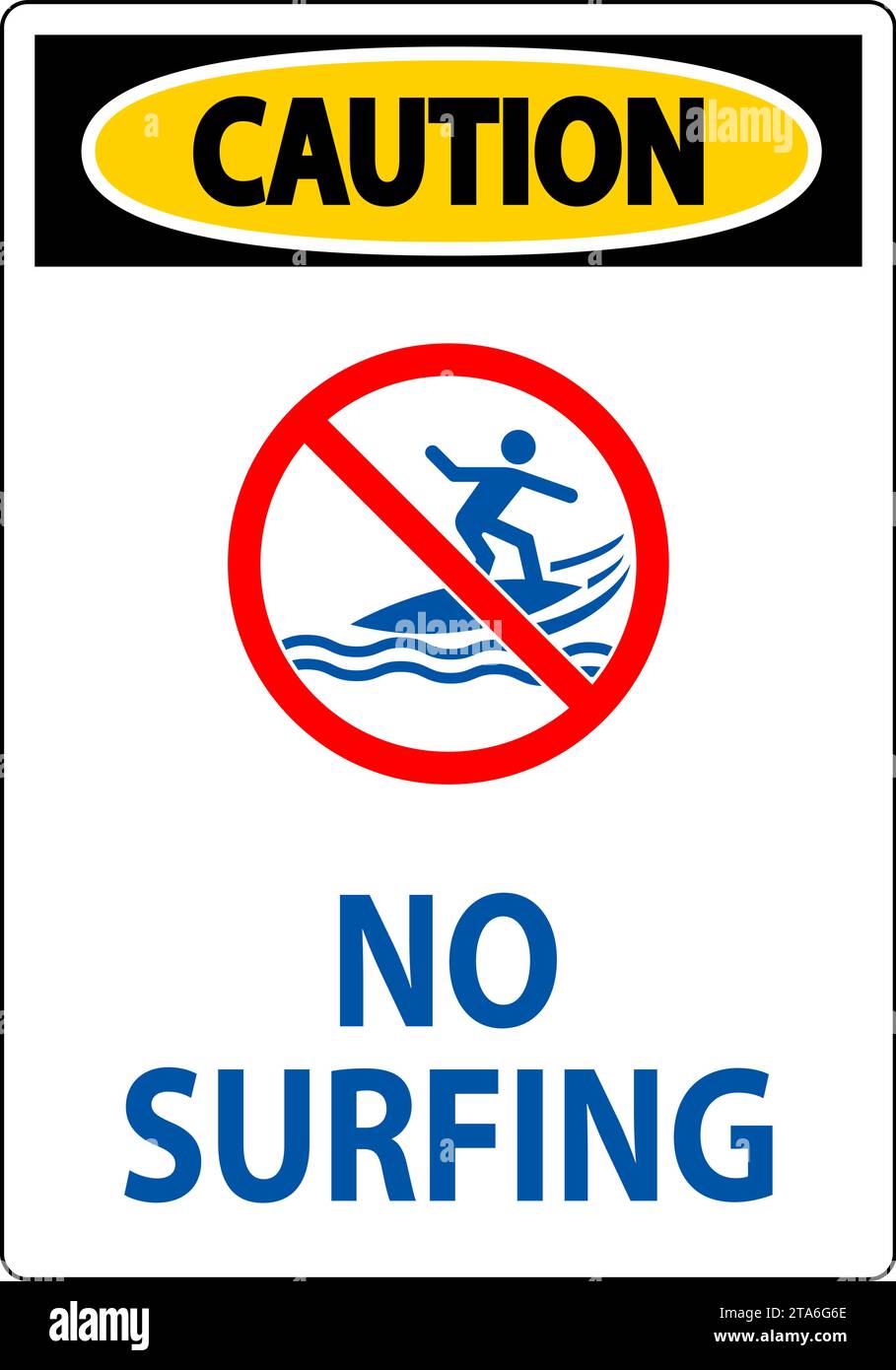 Caution Beach Safety Sign No Surfing Stock Vector Image & Art - Alamy