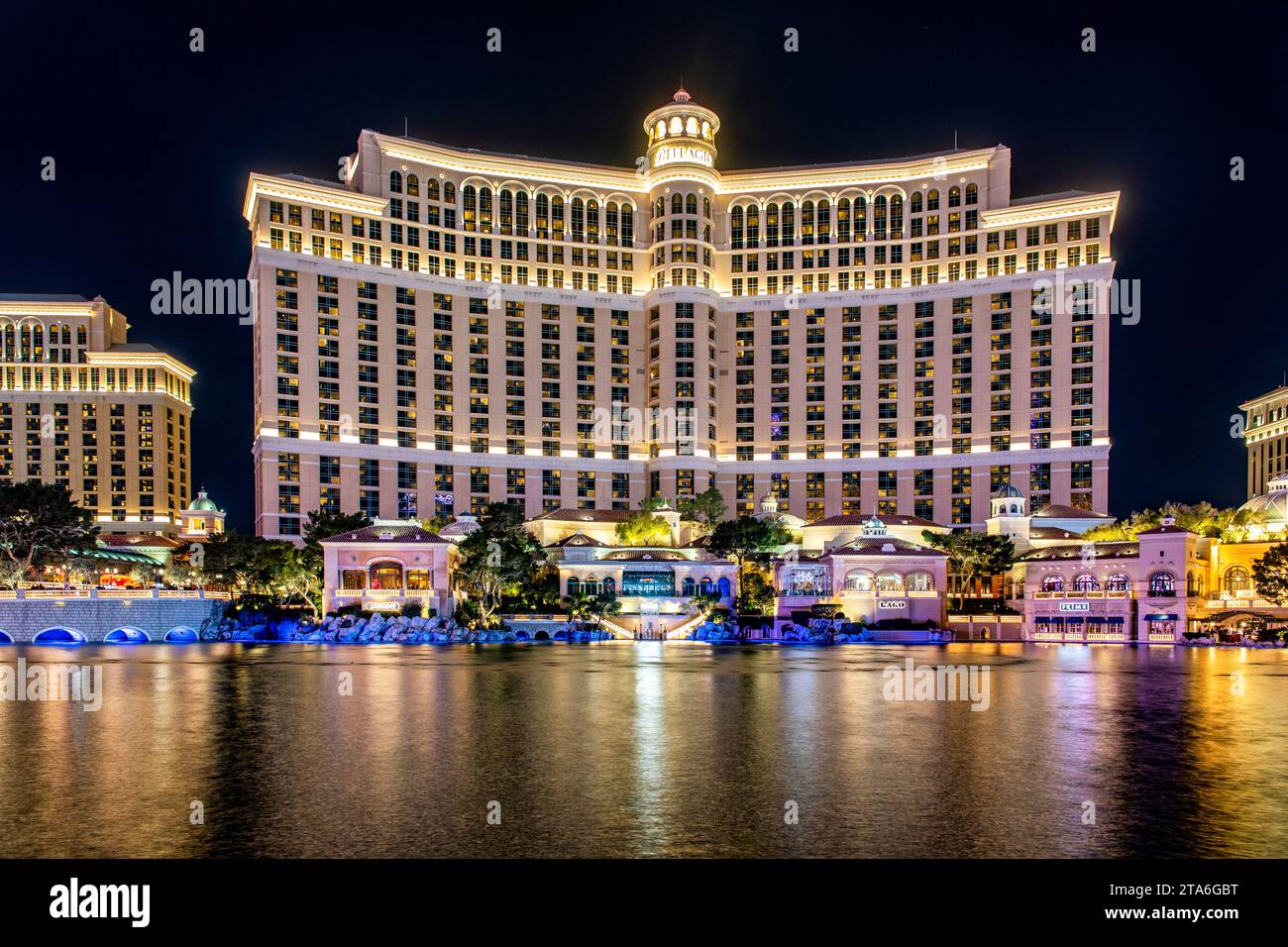 Las Vegas; USA; November 16, 2023: Panoramic photograph of the Bellagio ...