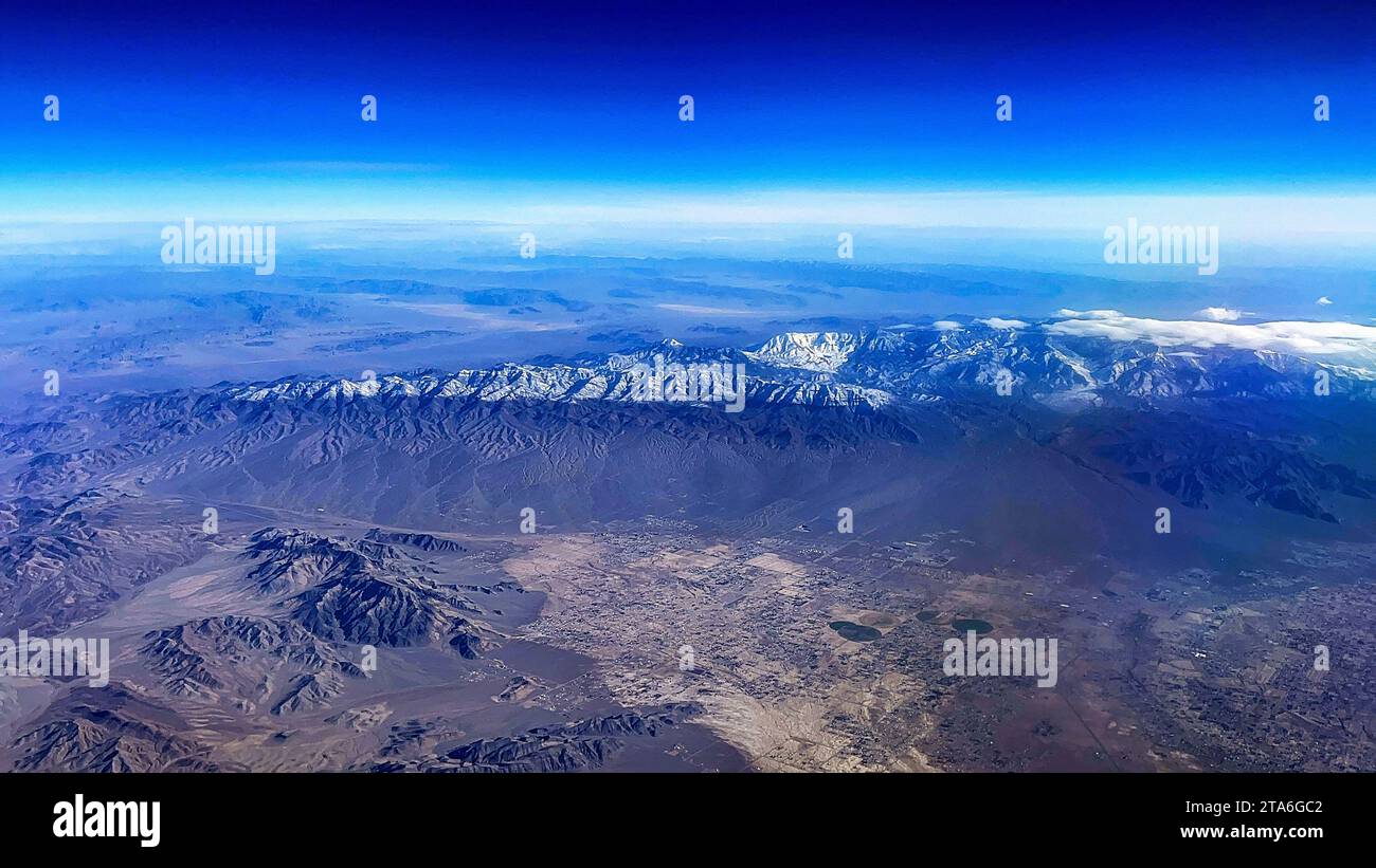 Enjoying the scenery of the American state of Nevada from the window of ...