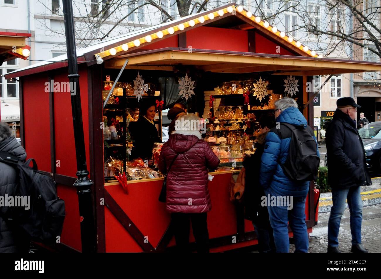 Copenhagen, Denmark /29 November 2023/.Visitors at christmas market in ...