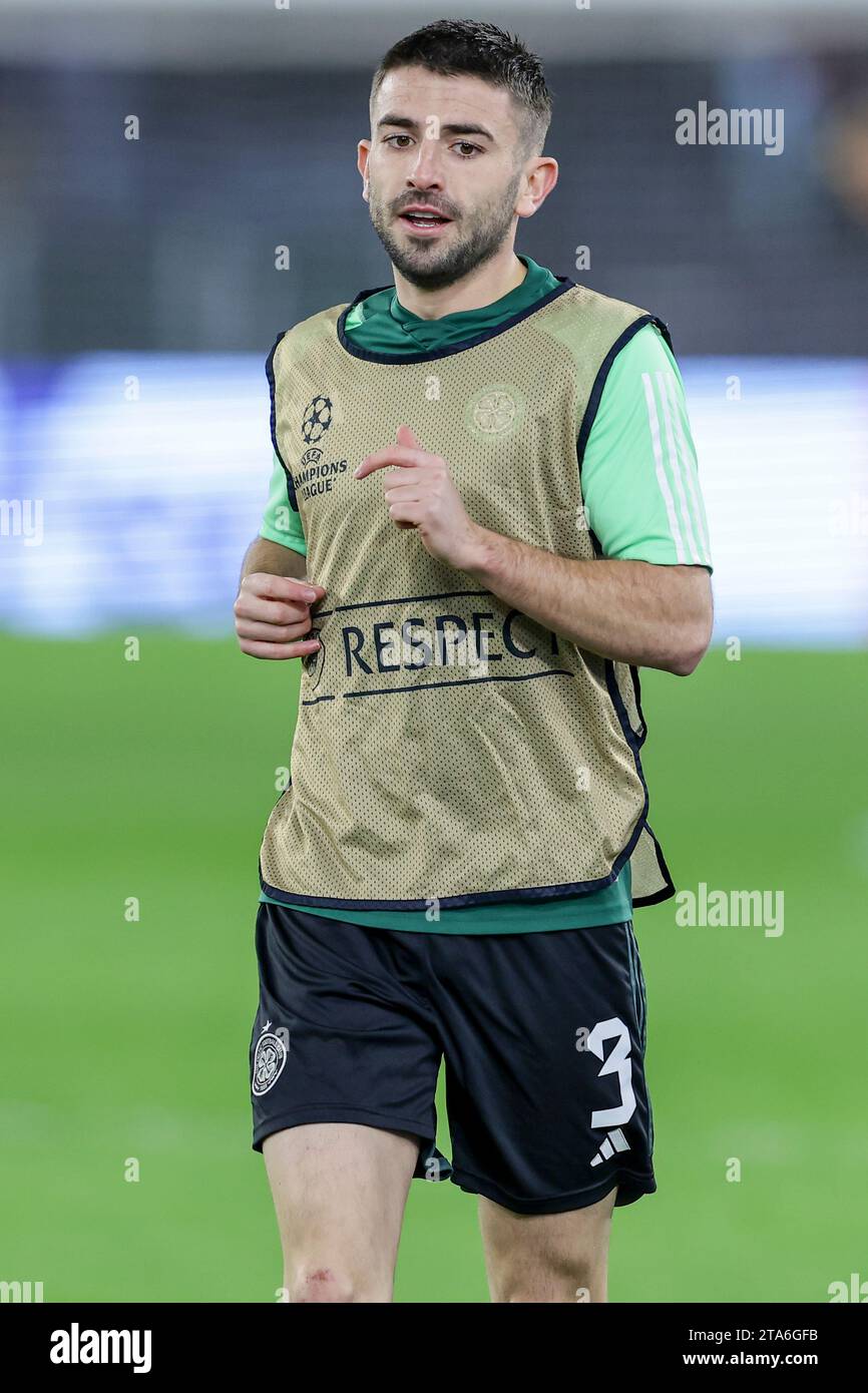 Celtic's Scottish defender Greg Taylor looks during the UEFA Champions ...