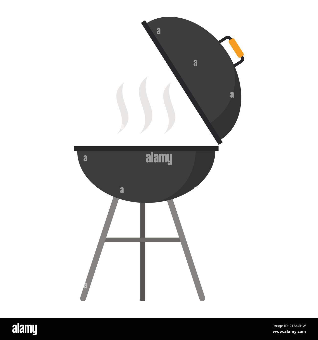 BBQ grill round shape isolated on white background. Picnic camping ...