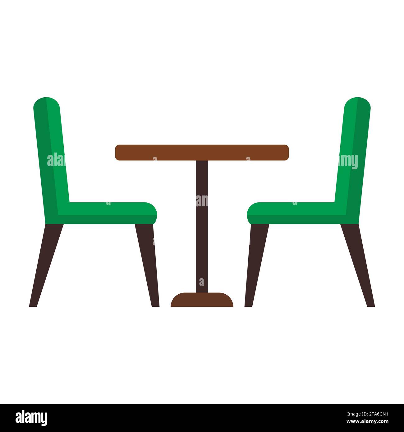 Dining table and chairs for two people. Vector illustration in flat ...