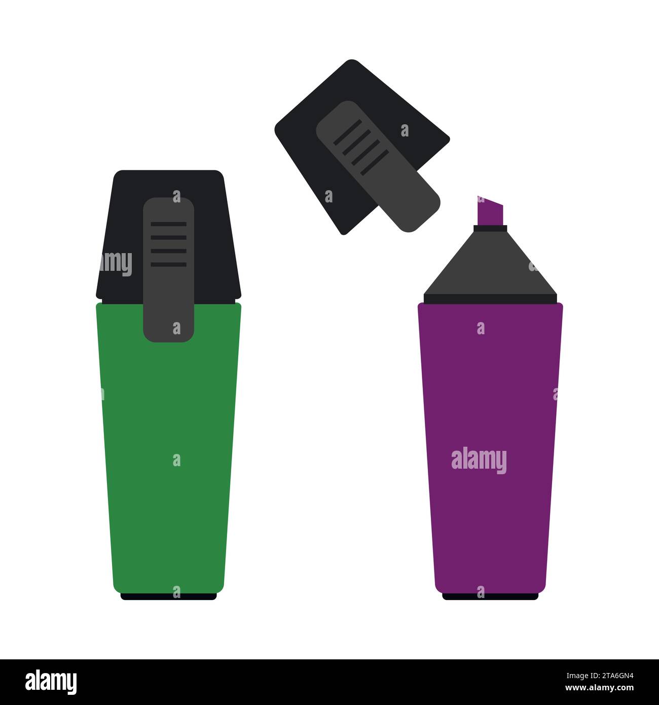 Marker Pens Felt Tip Pens Isolated On White Background Textmarker In Flat Style Vector