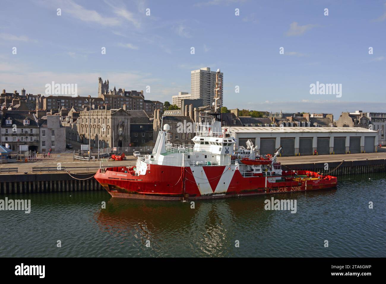 Standby Safety Vessel called VOS Guardian with its red hull waiting ...