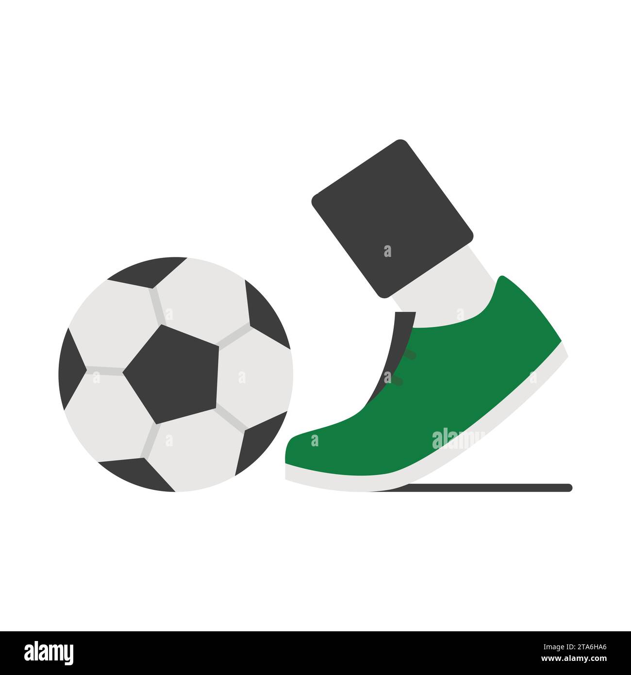 Soccer or football icon, leg kicks the ball. Vector illustration Stock ...