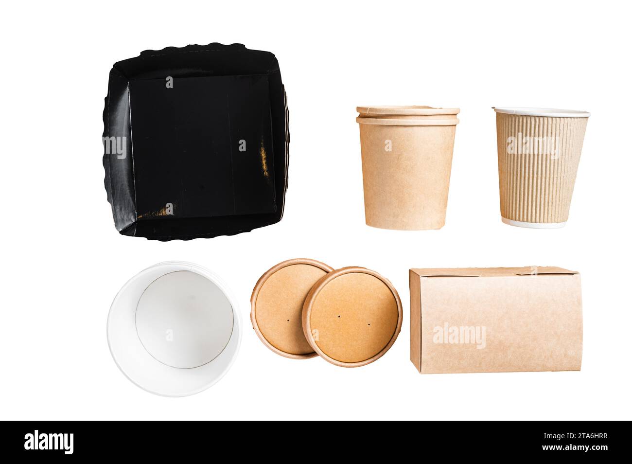 Disposable paper tableware. Eco friendly Recycling set of paper cups ...