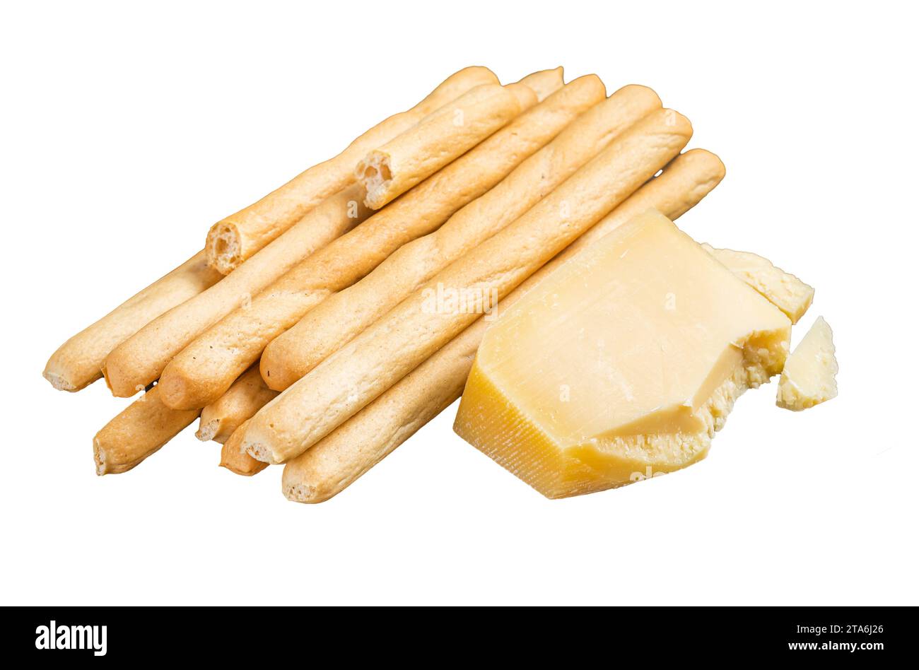 Traditional italian appetizer grissini bread sticks on wooden board ...