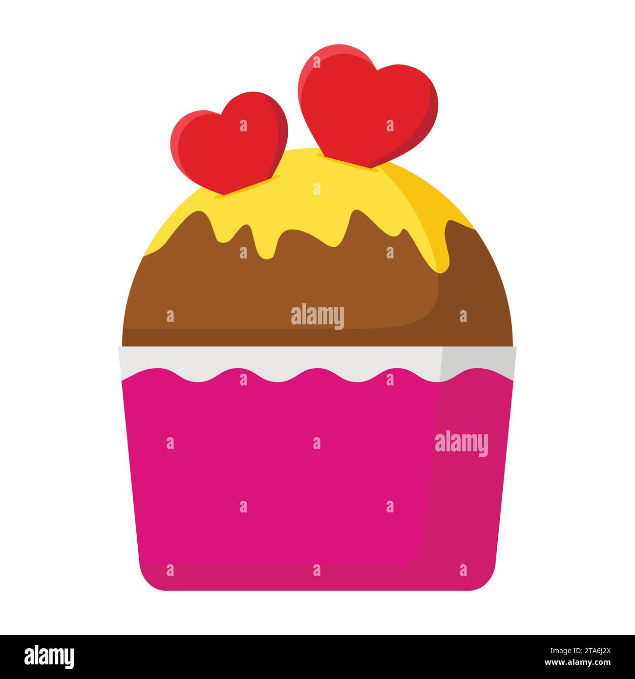 Cup cake icon with hearts isolated on white background. Cupcakes icon ...