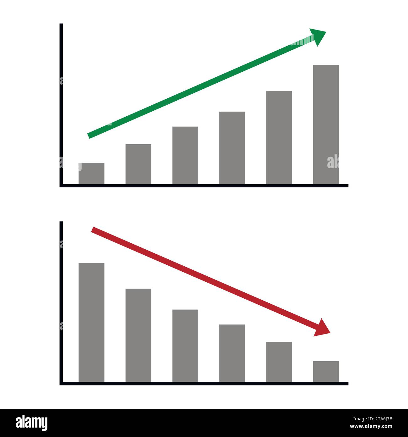 Decline and growth market chart isolated on white background, vector ...