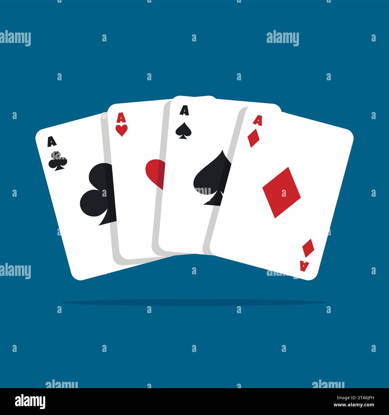 Set of four aces playing cards suits ob blue background. Winning poker ...