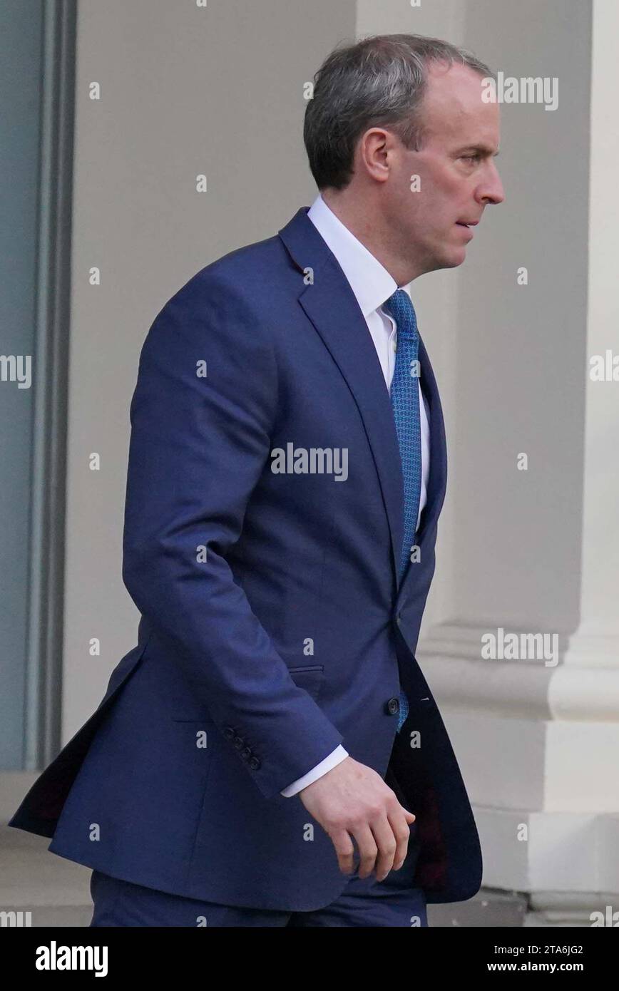Former deputy prime minister Dominic Raab at Dorland House in London ...