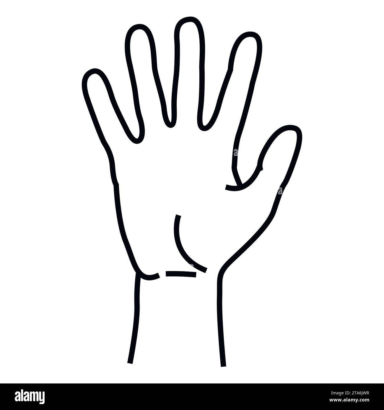 Hand palm five fingers gesture symbol in line style isolated on white ...