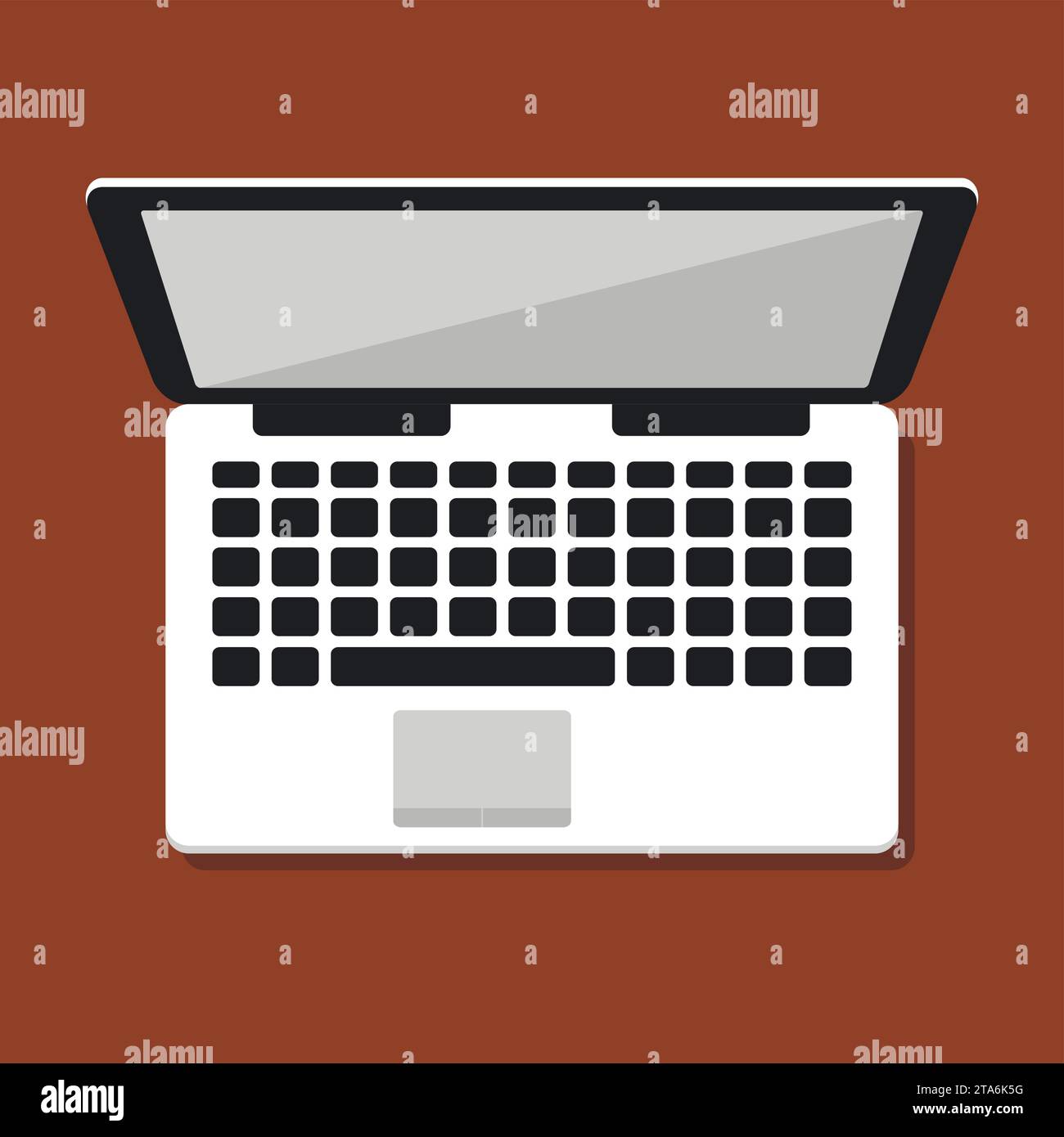 Laptop computer icon top view isolated on brown background, Vector ...