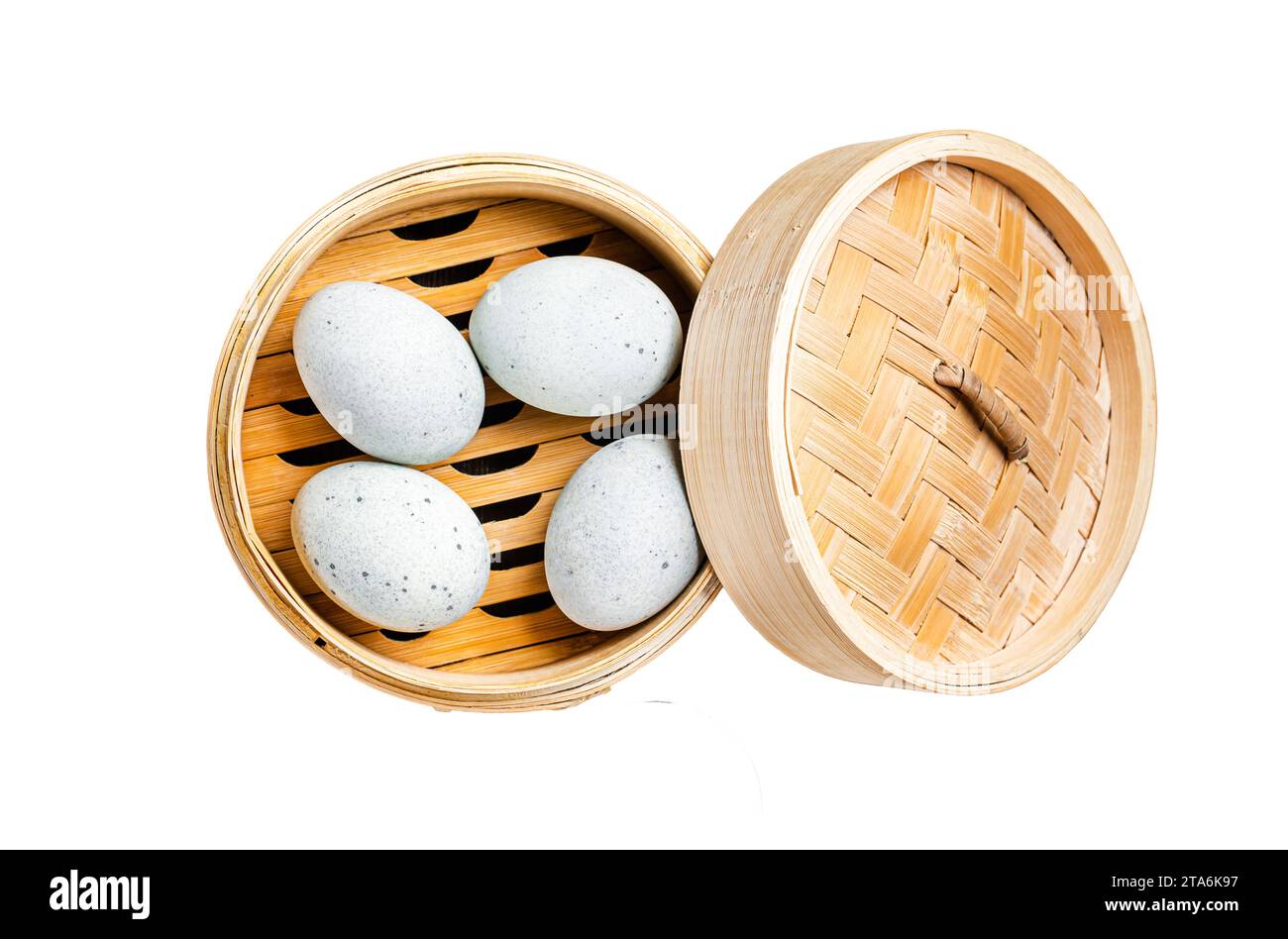 Black Century eggs, preserved duck egg, Chinese cuisine. Isolated ...