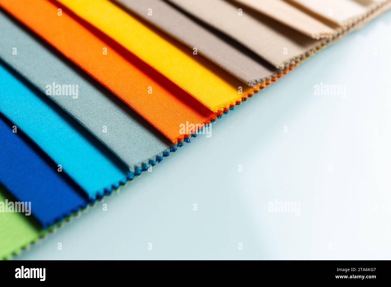 Fabric samples set on a table. Sewing craftmanship concept Stock Photo ...