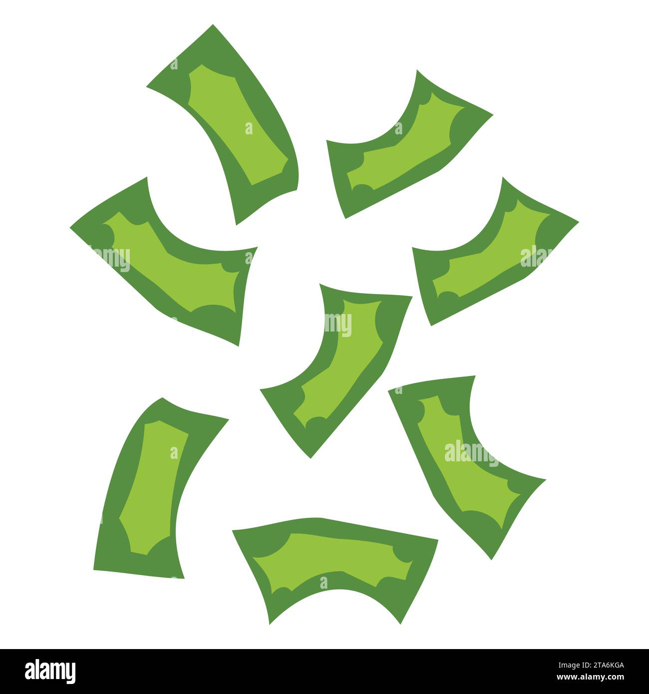 Flying banknotes dollars in flat style isolated on white background ...