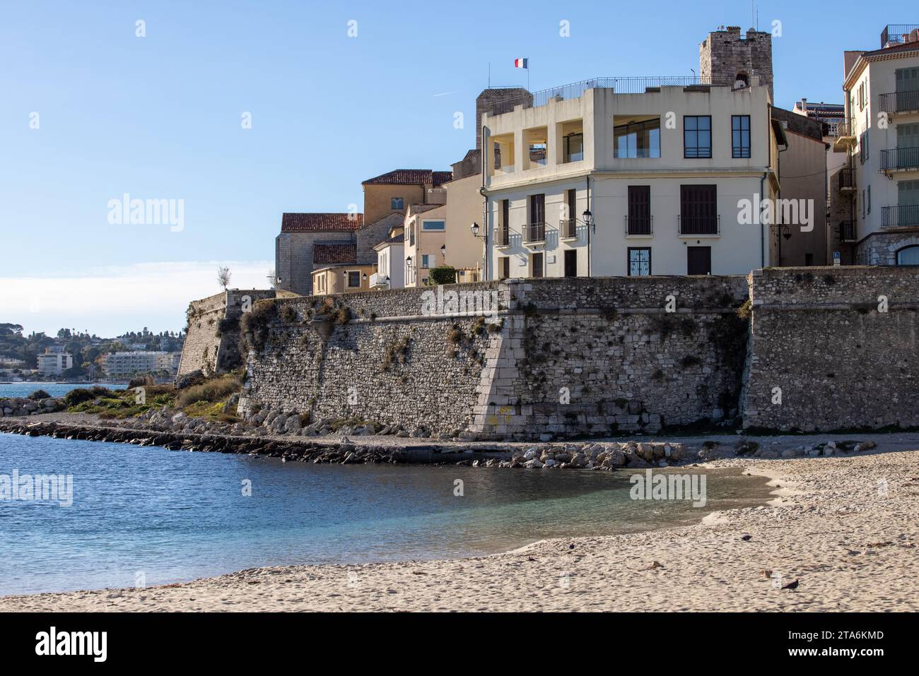 The ramparts in the old town of Antibes on the French Riviera seen from ...