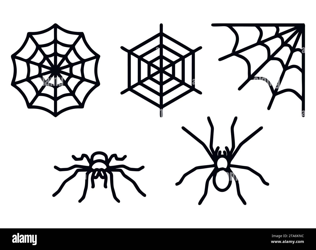 Spiders and spider web set icons isolated on white background. Vector ...