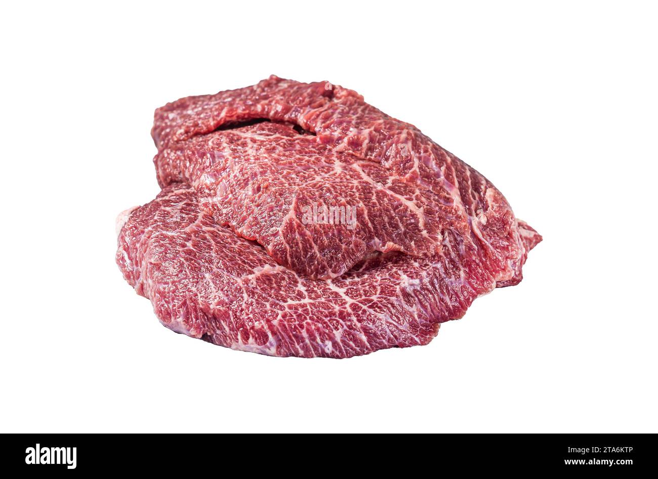 Traditional German raw beef cheeks on butcher table. Isolated, white ...