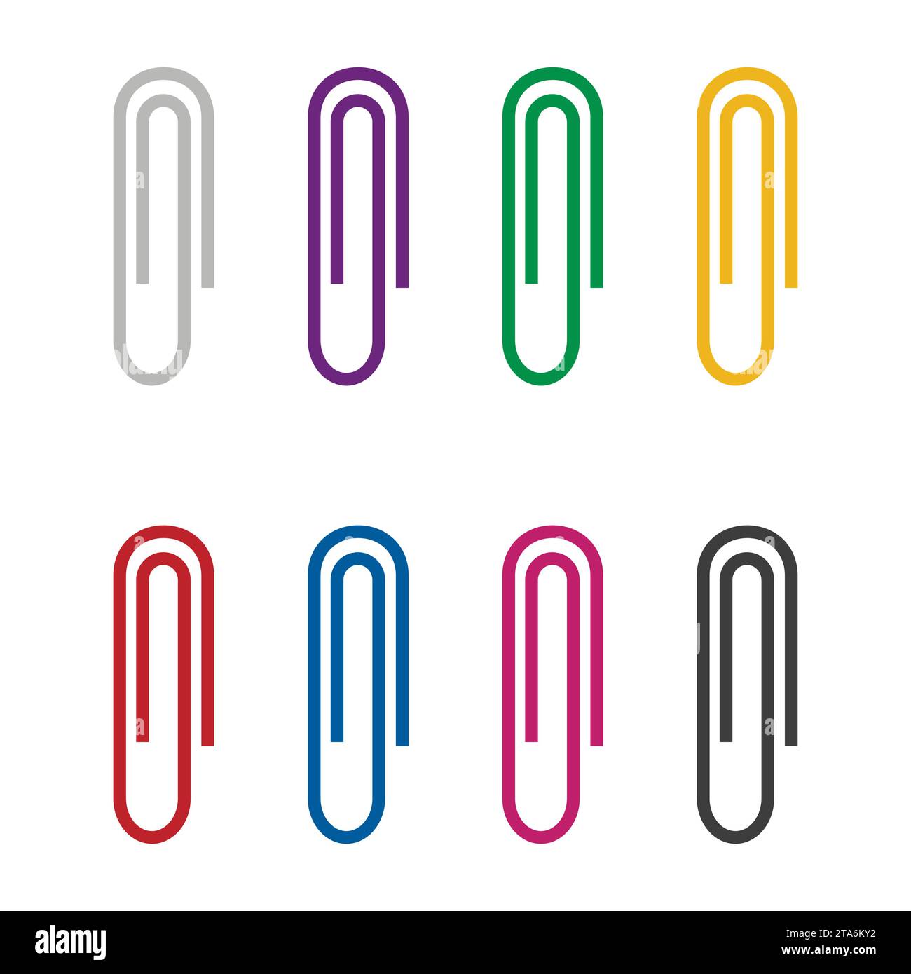Set of colour paper clips isolated on white background, Vector ...