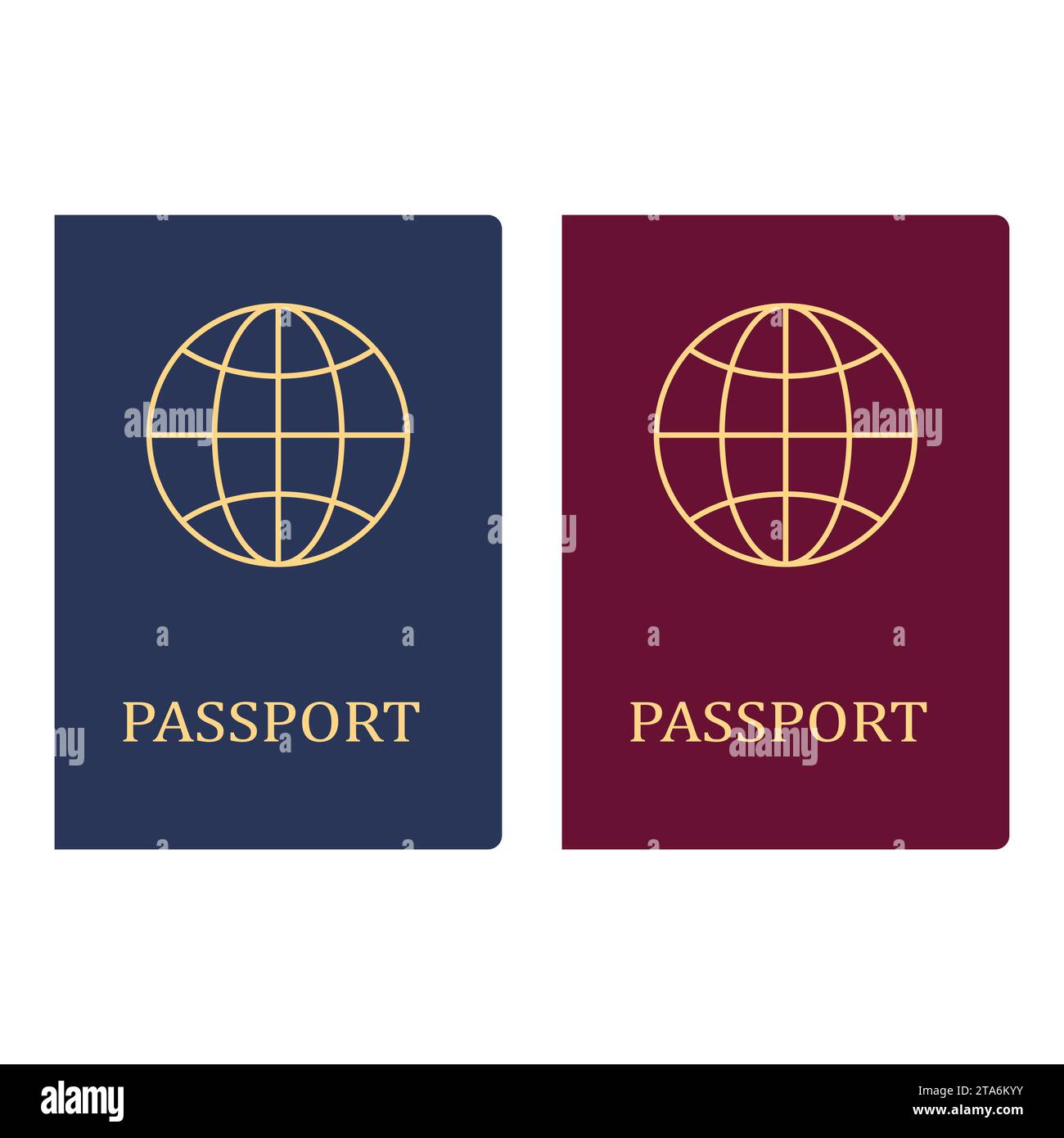 Biometric Blue And Red Passport Icon Identity Document With Digital Id