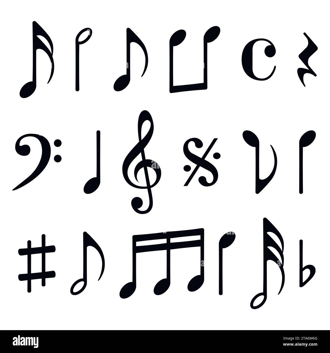 Music notes icons set isolated on white background. Vector illustration ...