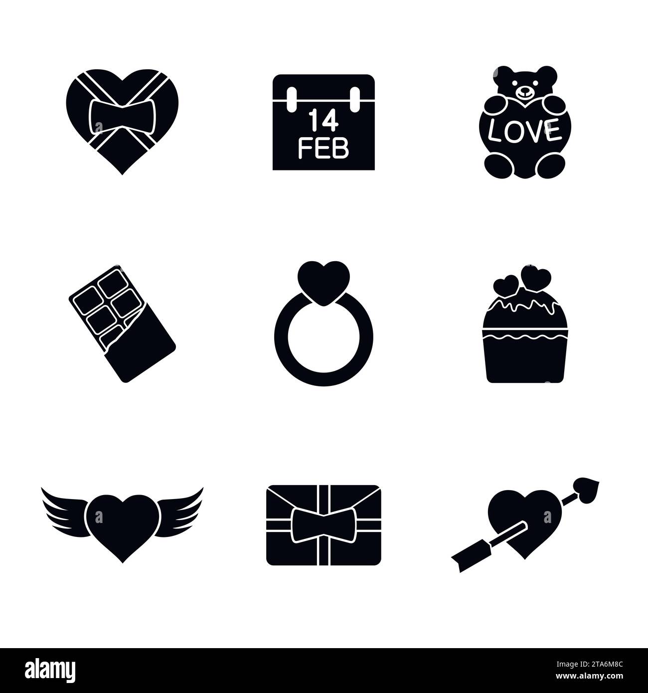 Happy Valentine Day icons and love icons set isolated on white ...