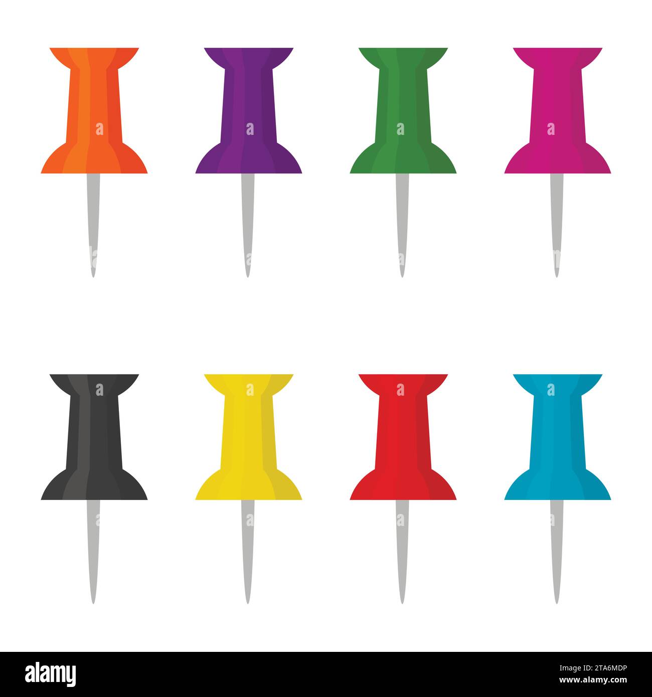 Colorful push pins icons set isolated on white background. Vector ...