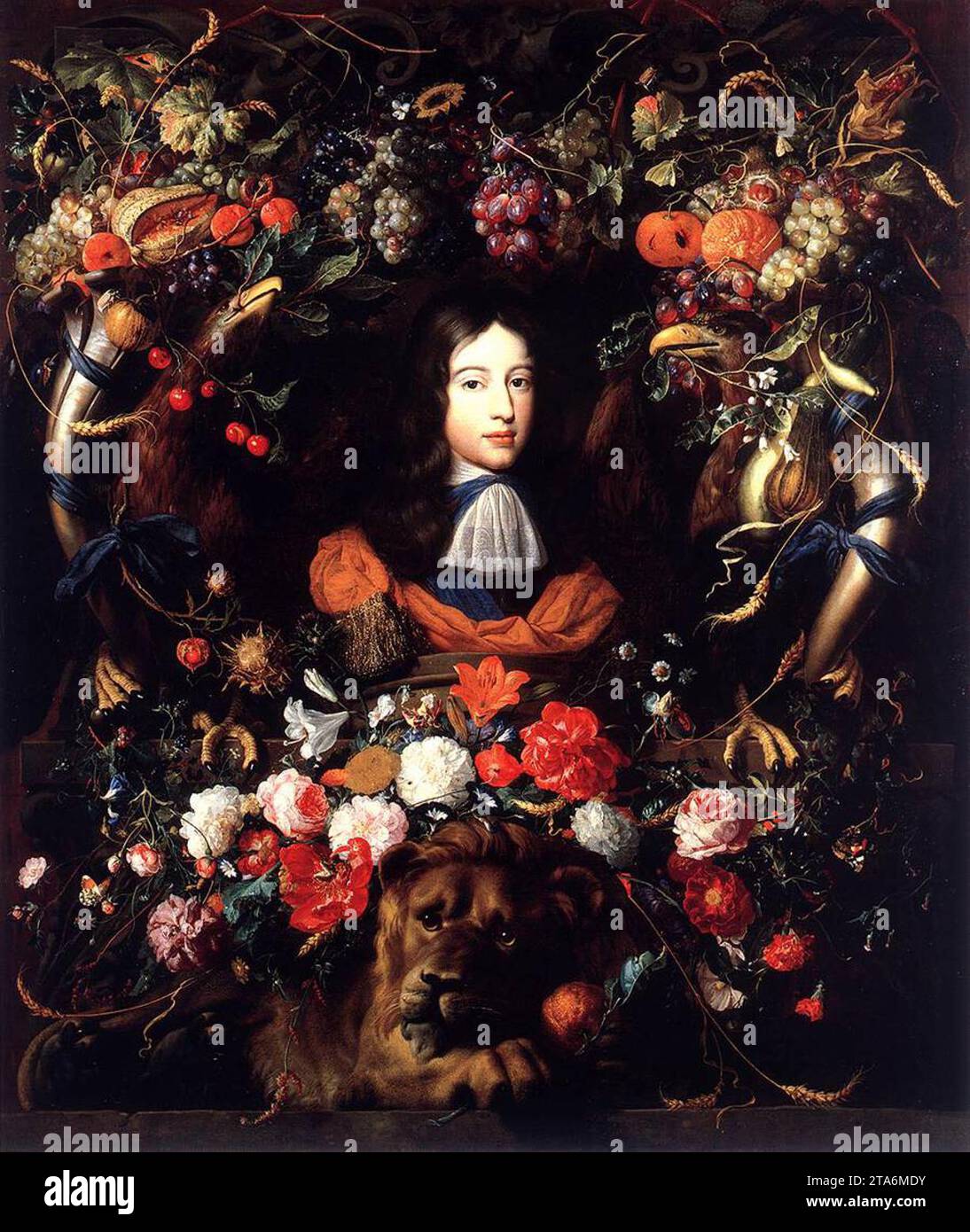 Garland of Flowers and Fruit with the Portrait of Prince William III of ...