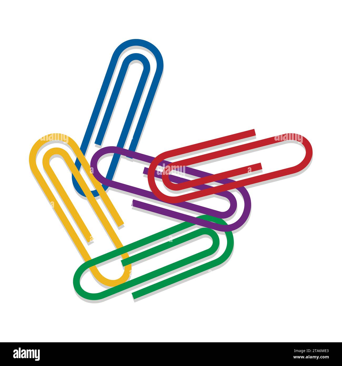 Set of colour paper clips isolated on white background, Vector ...