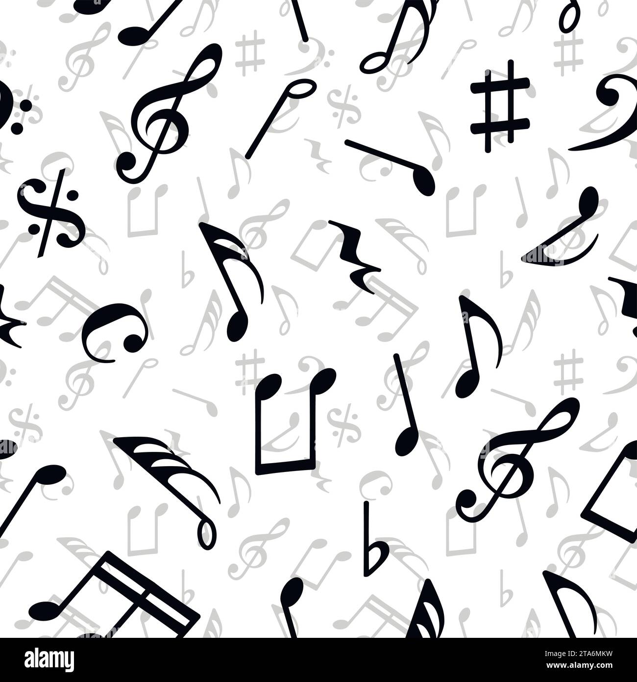 Music notes seamless pattern on white background. Vector illustration ...
