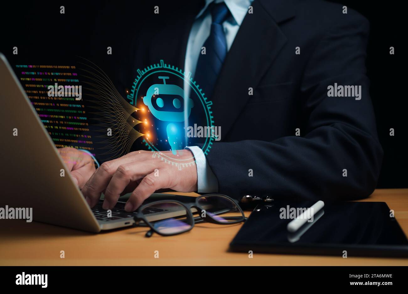 Businessman uses ai software hi-res stock photography and images - Alamy