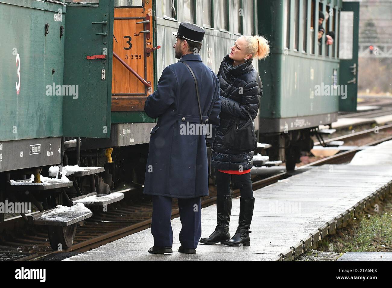 St. Nicholas, devils and angels ride by steam locomotive 423.009 (from ...