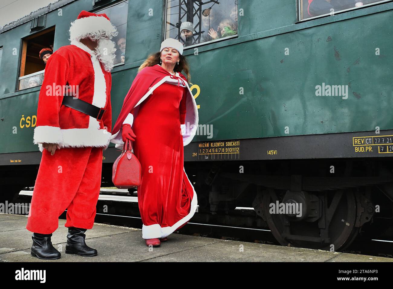 St. Nicholas, devils and angels ride by steam locomotive 423.009 (from ...