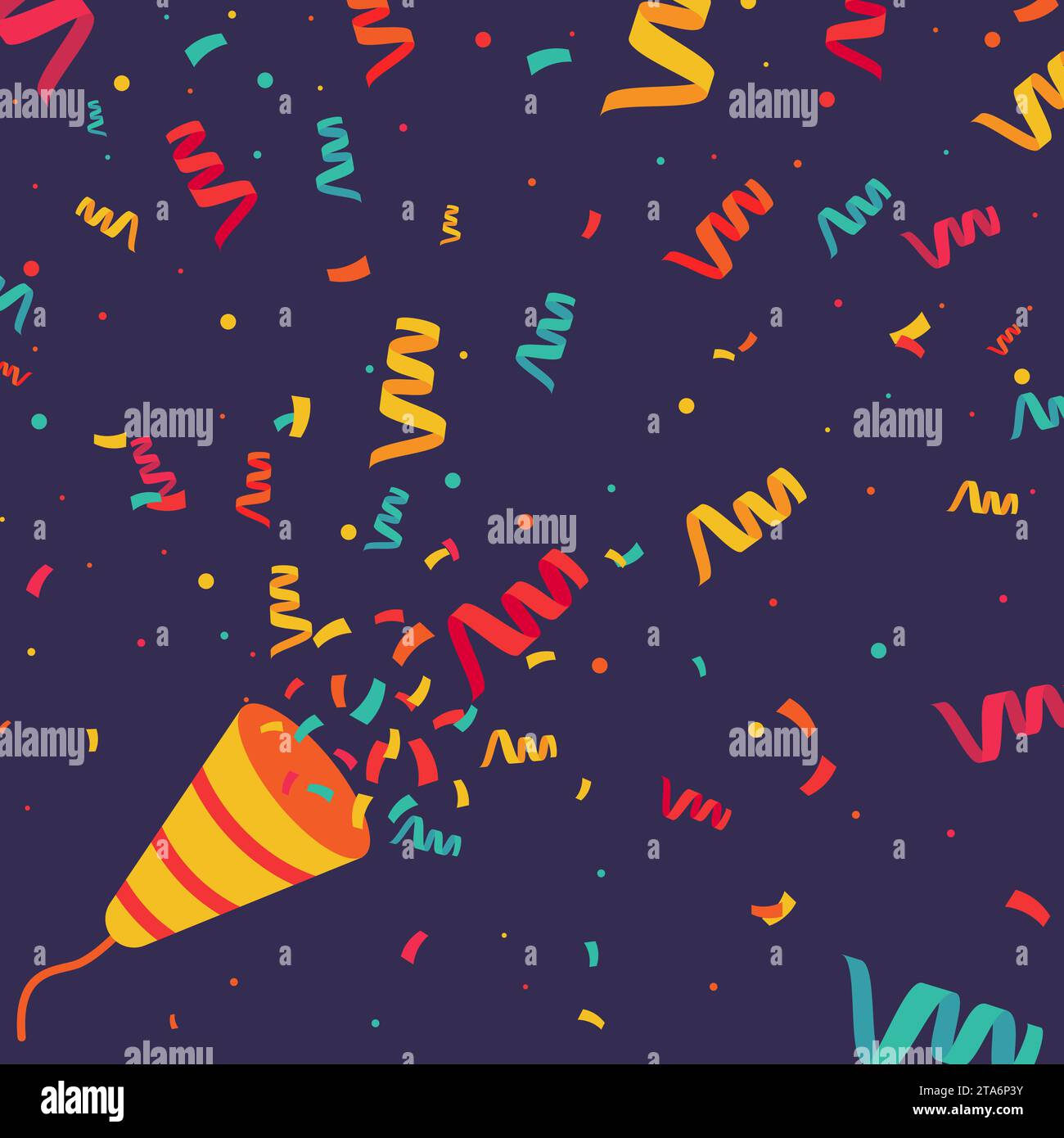 Colored confetti and firecrackers party popper, Vector festive birthday ...