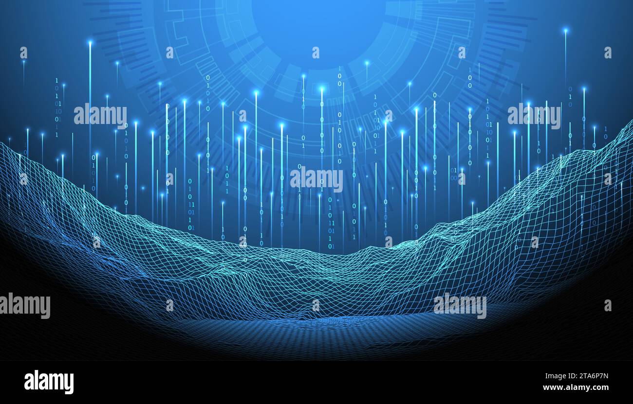 Big Data. Abstract digital futuristic wireframe vector illustration on technology background ...