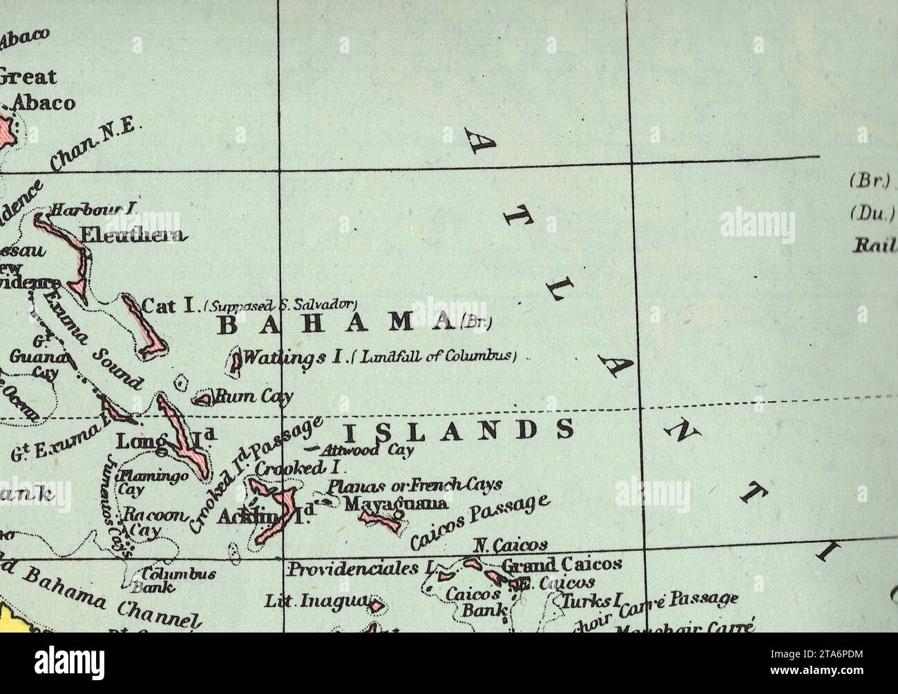 A vintage/antique political map of the Bahama Islands in sepia Stock ...
