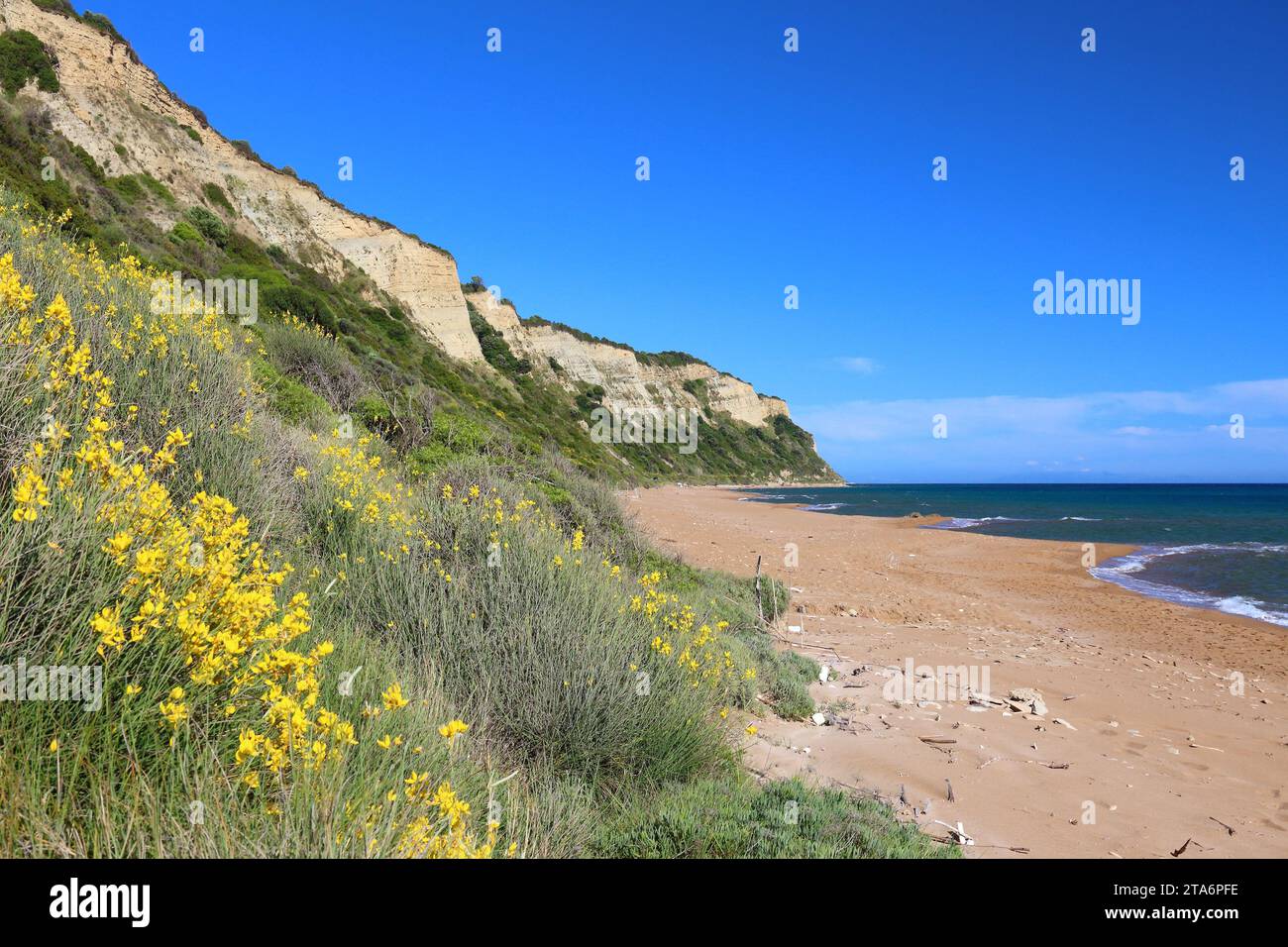 Greek island landscape. Corfu Island - Gardenos Beach landscape in ...