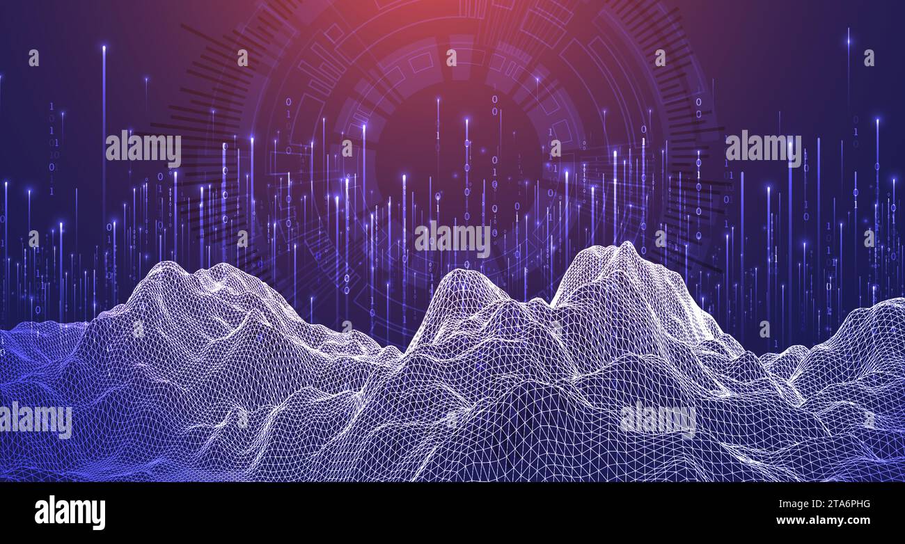 Big Data. Abstract digital futuristic wireframe vector illustration on ...