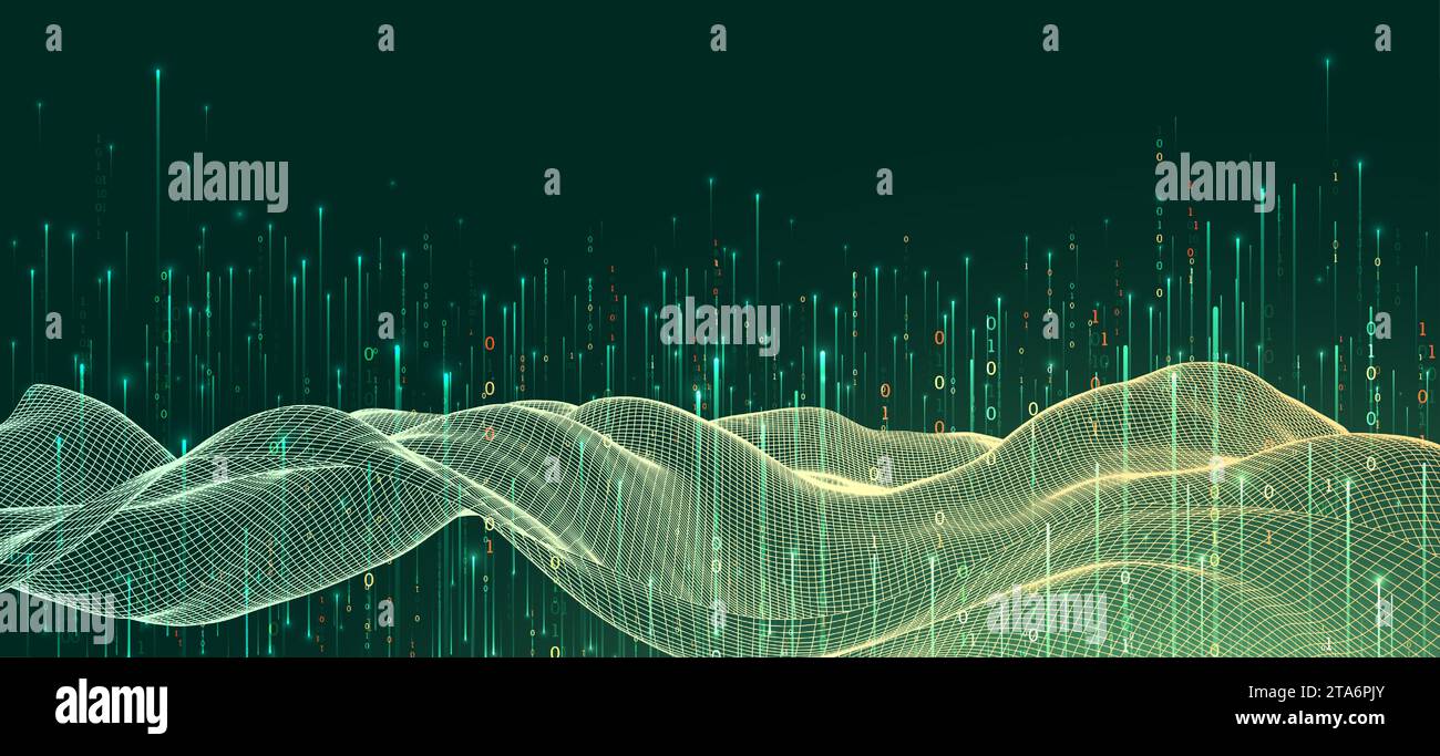 Big Data Abstract Digital Futuristic Wireframe Vector Illustration On Technology Background