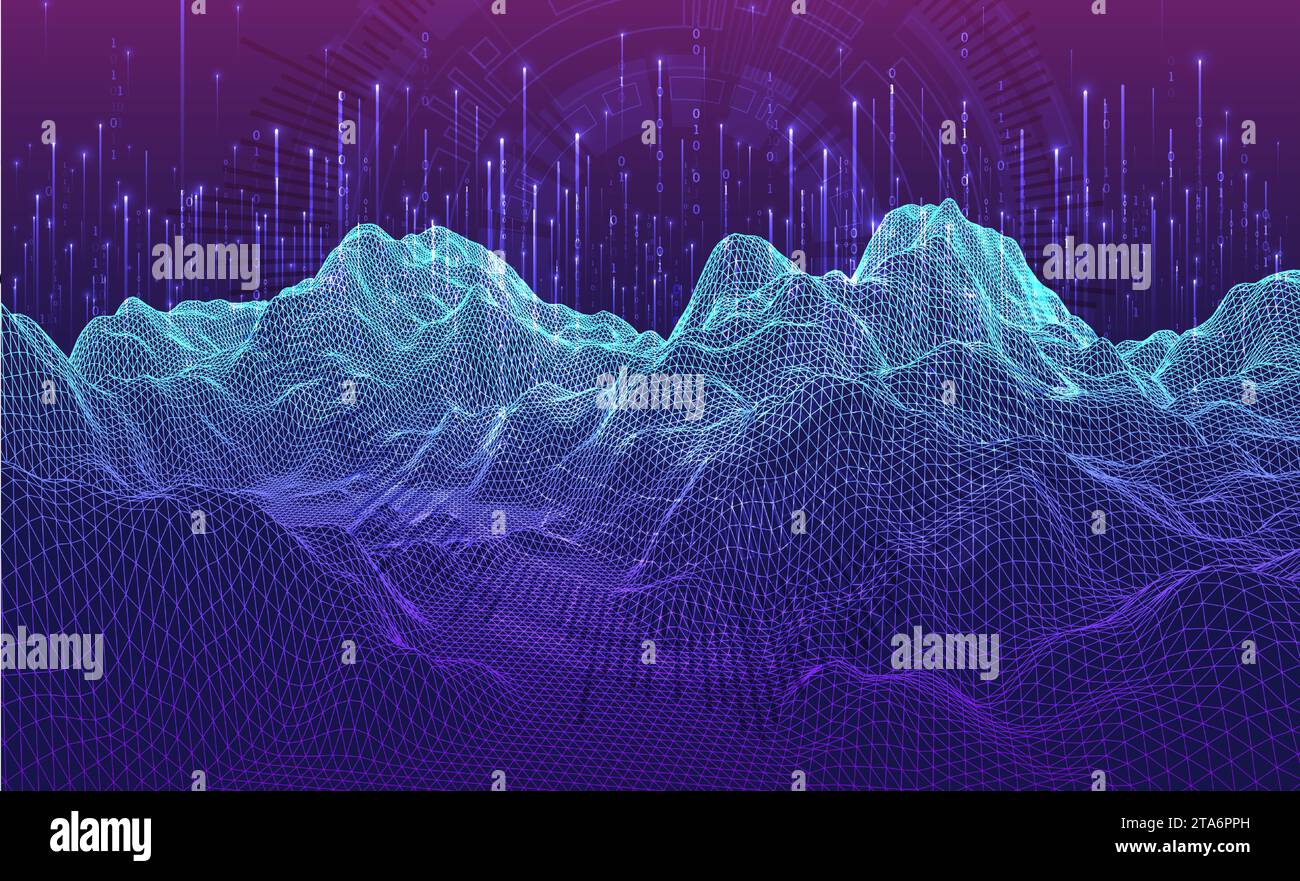 Big Data. Abstract digital futuristic wireframe vector illustration on ...