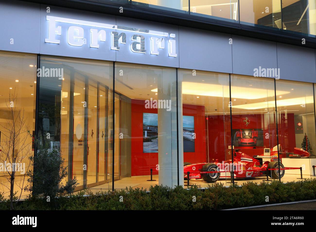 TOKYO, JAPAN - DECEMBER 1, 2016: Ferrari luxury sports car showroom in ...