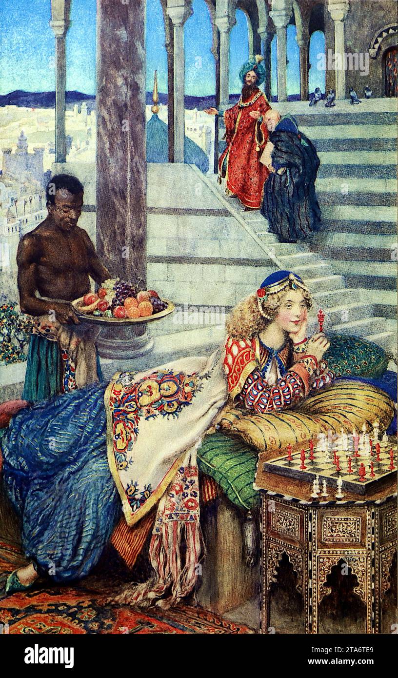Vivien: In a palace playing chess, a servant behind her carrying a huge ...