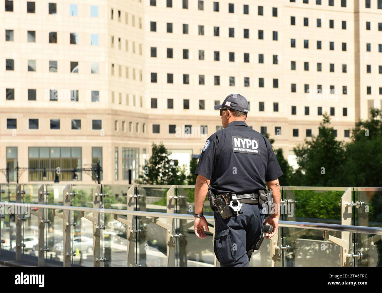 NEW YORK, USA - May 24, 2018: NYPD counter terrorism officer providing ...