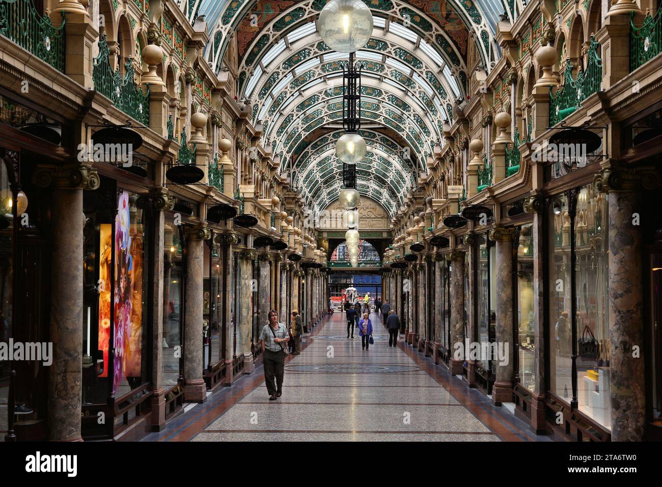 LEEDS, UK - JULY 11, 2016: People visit shops of Victoria Quarter in ...