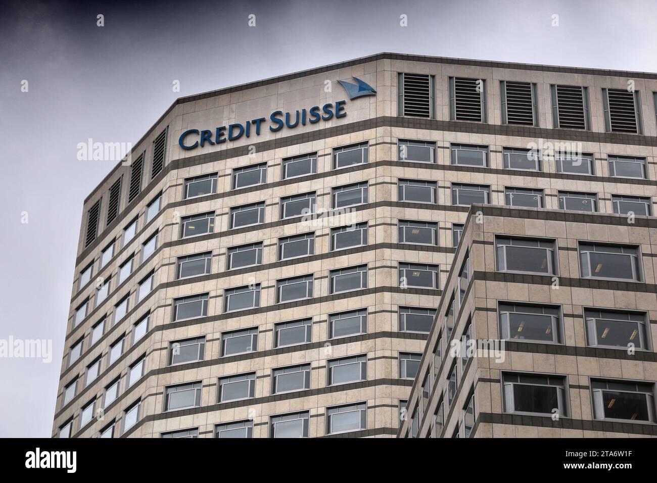 LONDON, UK - JULY 8, 2016: Credit Suisse building in Canary Wharf ...