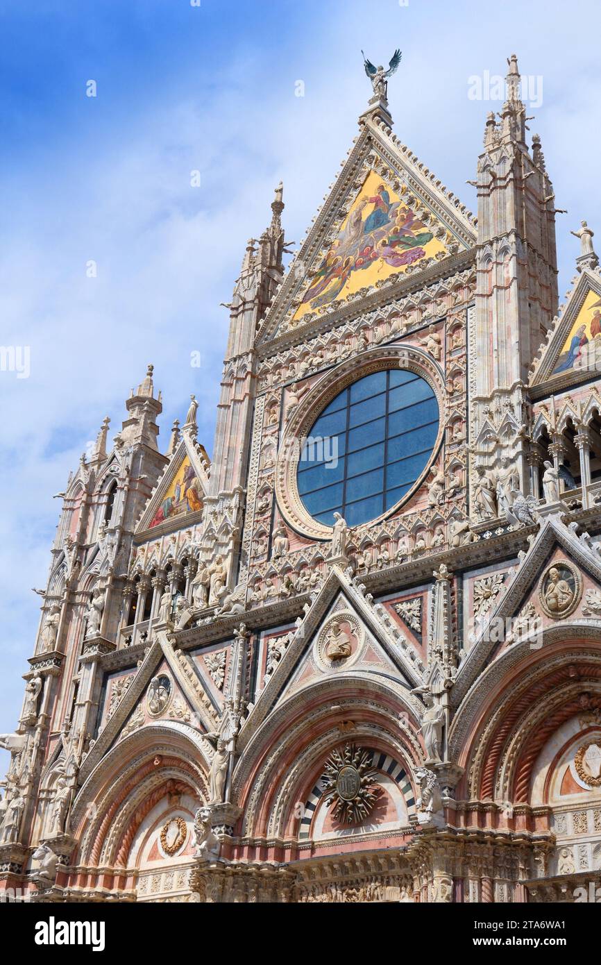 Siena landmark, Italy - medieval town of Tuscany. Cathedral facade ...